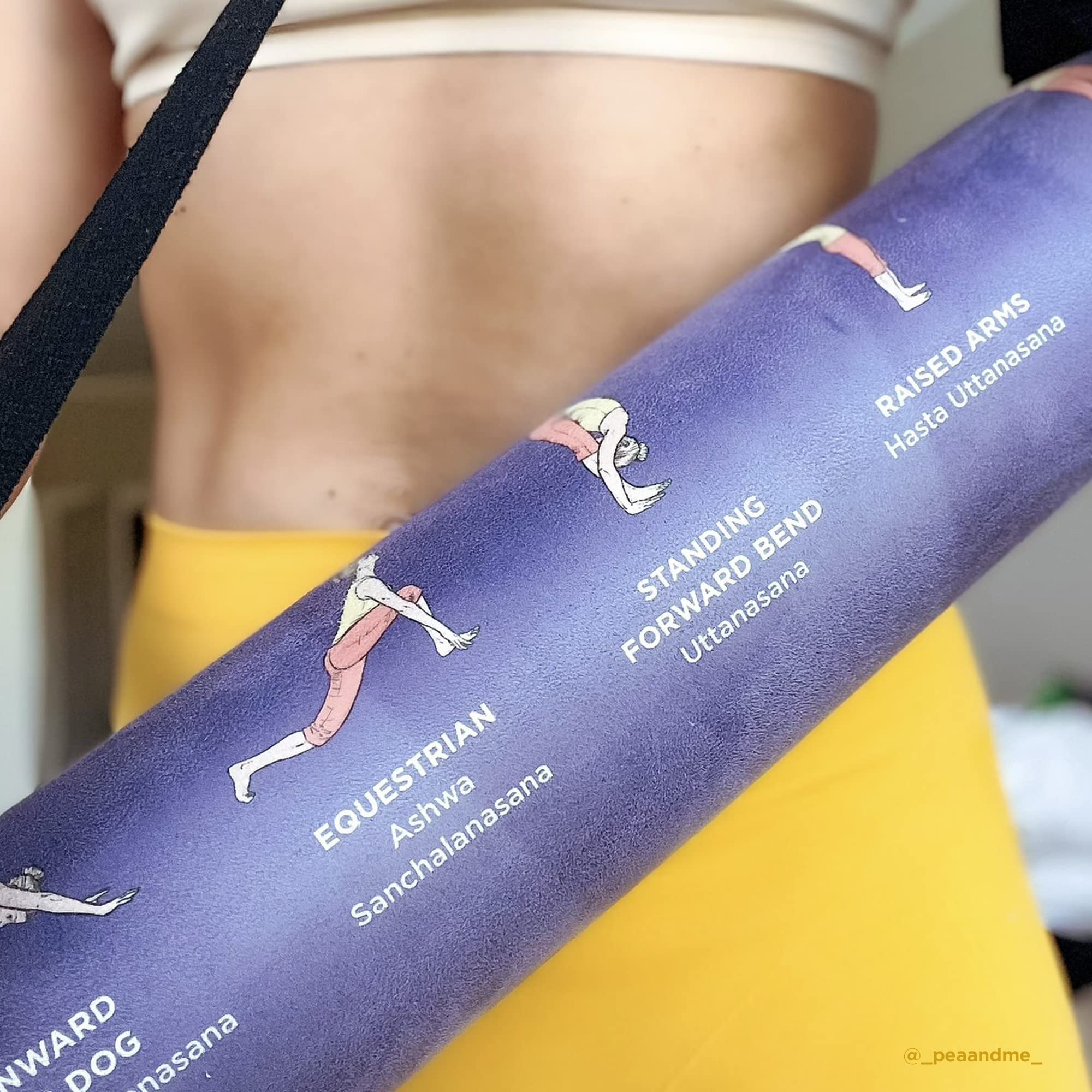 WorkoutLabs Premium Yoga Sequence Mat with Strap – Suede Top & NonSlip Rubber Bottom 5 mm Instructional Yoga Mat with Poses & Yoga Sequences Printed, 24” × 68” Exercise Mat with Carrying Strap