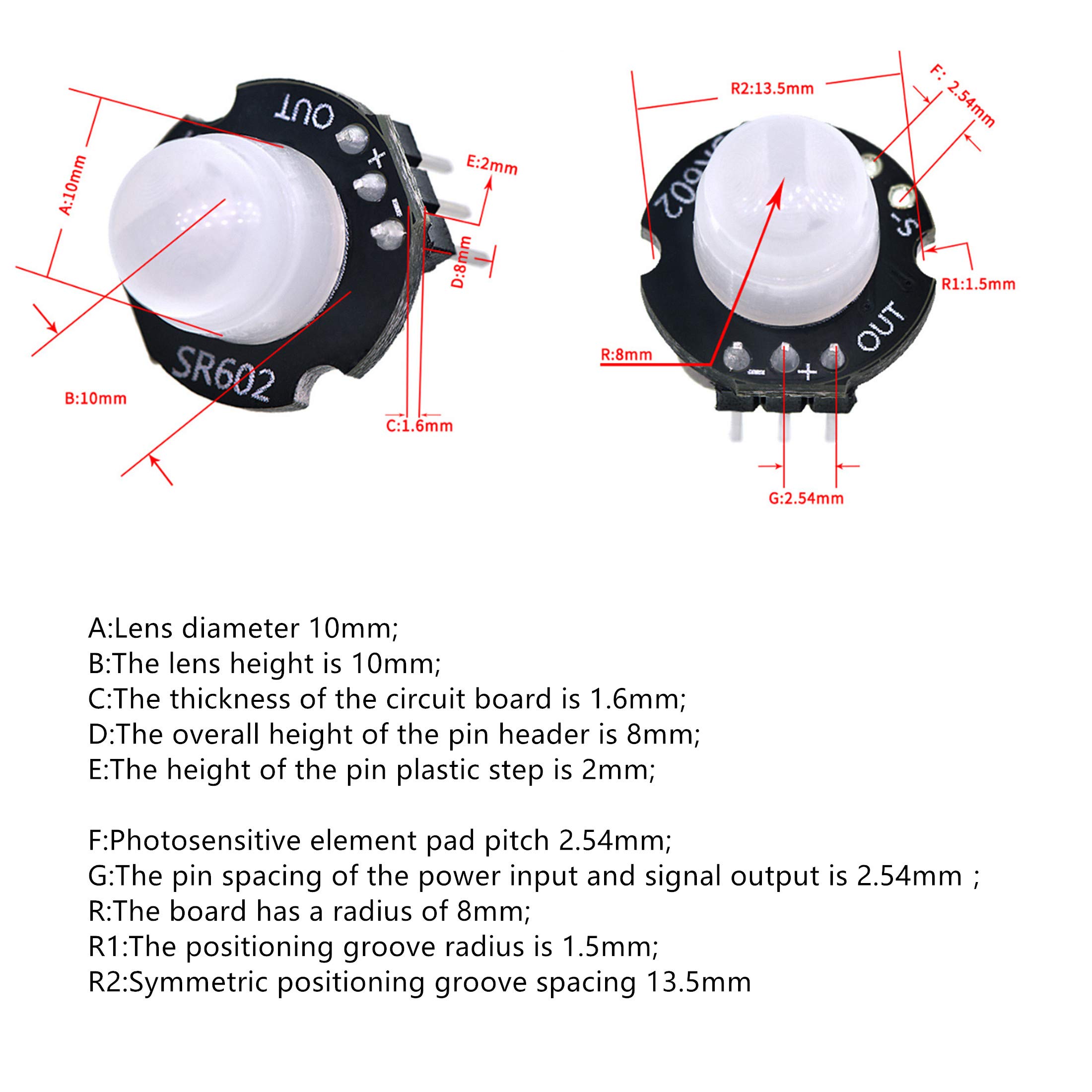 Oiyagai 2pcs SR602 Motion Sensor Detector Module Pyroelectric Infrared Sensory Switch