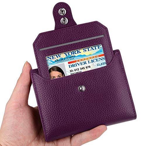 UTO Genuine Leather Wallet for Women Bifold Snap Money Coins Organizer Purse with Detachable Card Case Holder