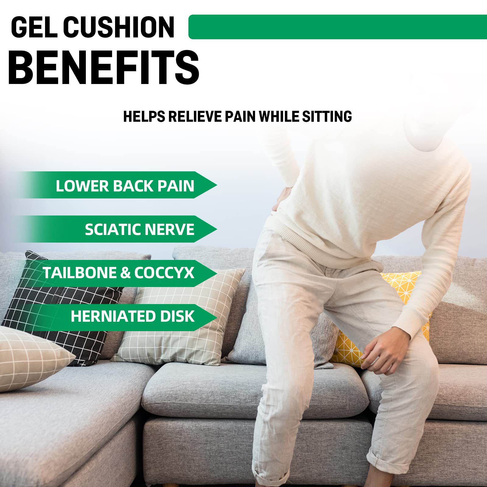 SIXAQUAE Fourth Generation Plus Gel Egg Seat Cushion for Wheelchair Long Sitting,Double-layer layer chair cushions for Office Chair and truck drivers.Back, Sciatica, Hip, Tailbone Pain Relief Cushion.