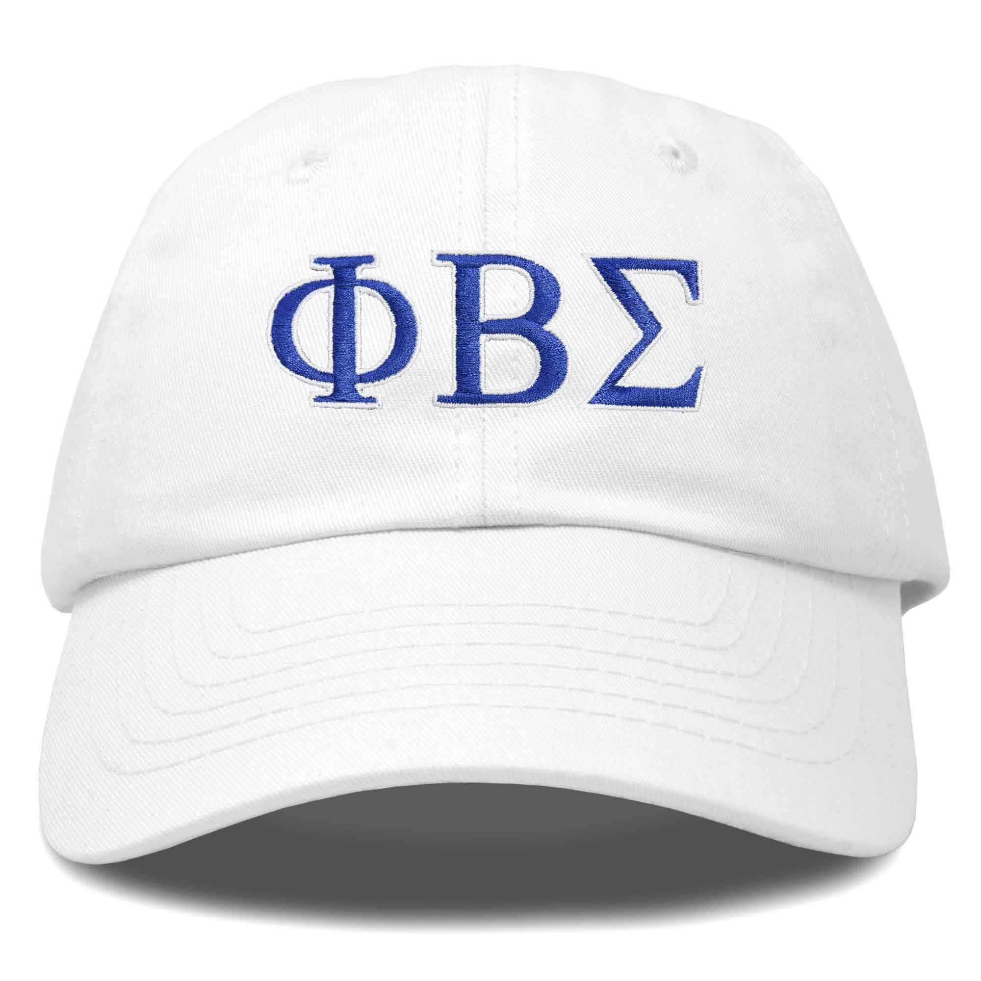 Phi Beta Sigma Greek Letters Ball Cap Embroidered Hat in White