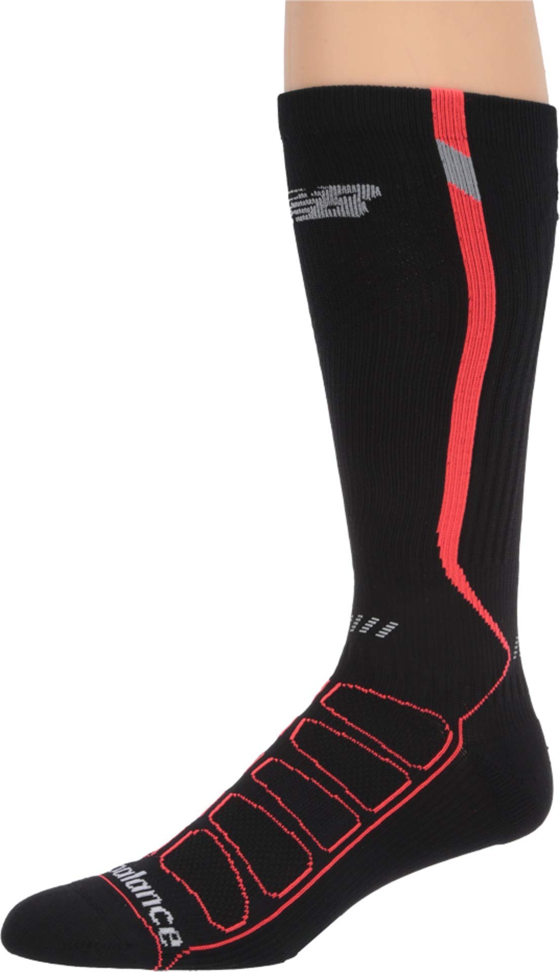 New Balance 1 Pack Run Reflective Compression OTC Socks, Black/Red, Medium