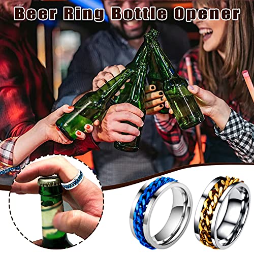 Stainless Steel Anxiety Ring for Women Men Size 6 13 Width 8MM 6 Color Exquisite Ring Black Sand Blasted (#A-blue, 9)