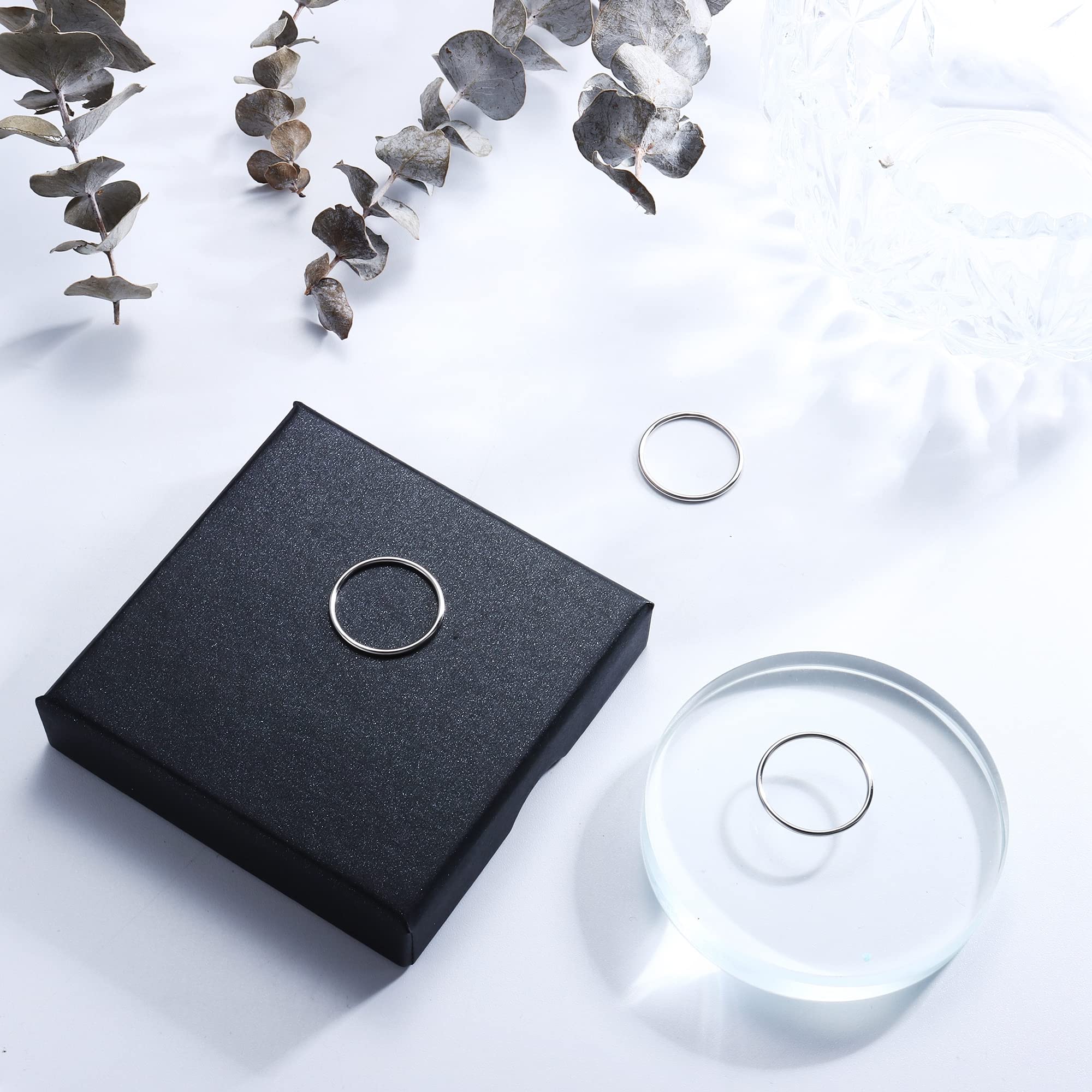 ZELORES 3Pcs Sterling Silver Thin Stackable Rings for Women Plain Band Knuckle Ring Set 1mm Minimalist Thumb Pinky Rings
