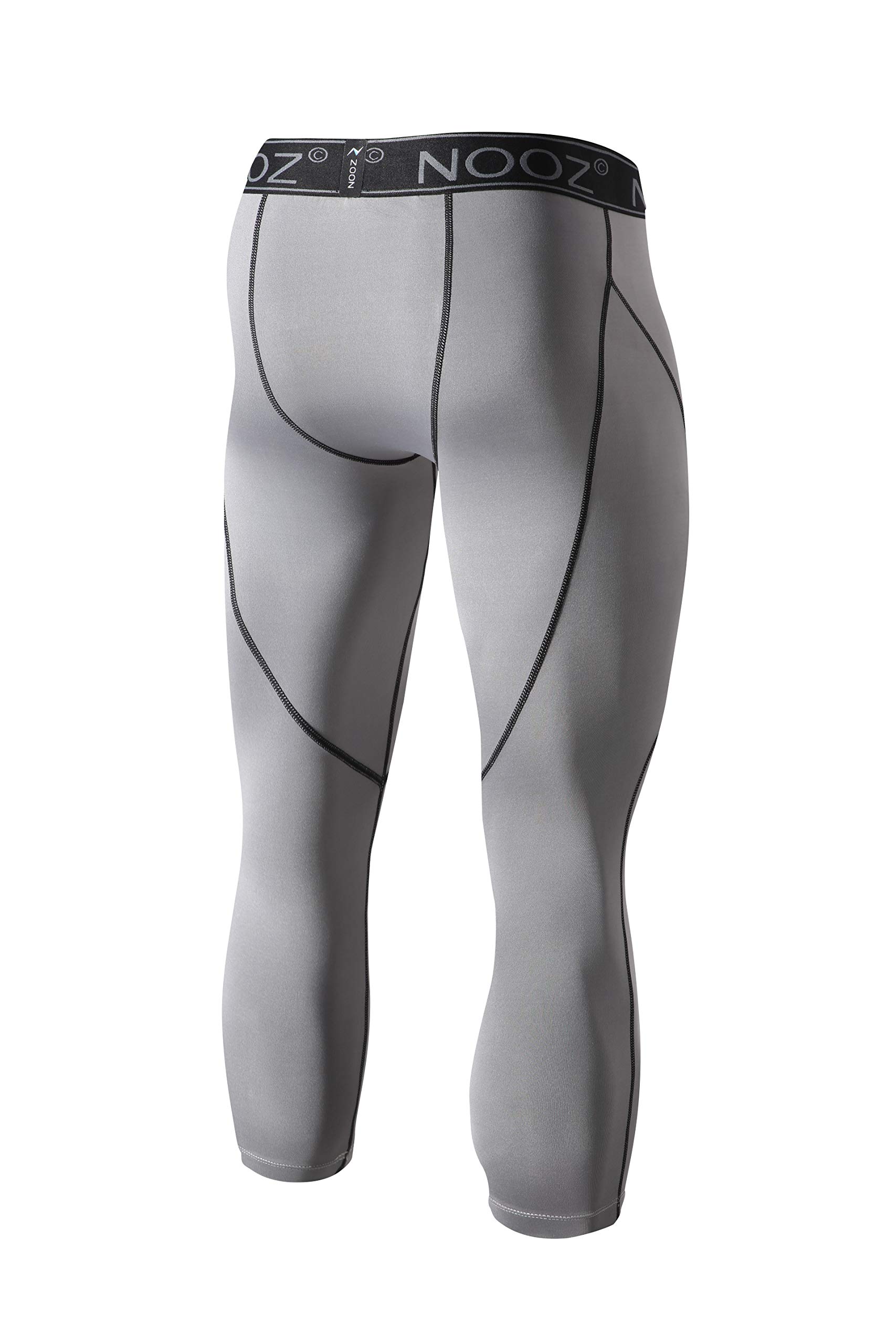 NOOZ Men's Cool Dry Compression Ankle Length Capri Shorts Baselayer Legging Shorts Tights - (Capri) Dark Gray, Medium