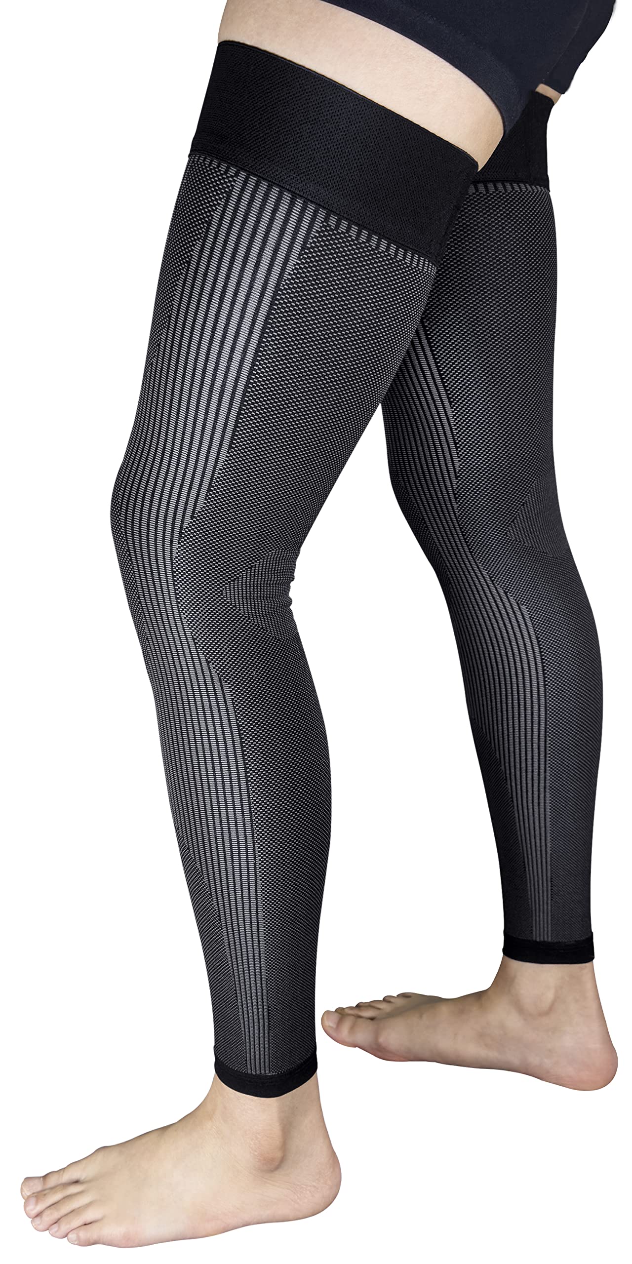 UTYOAA Full Leg Compression Sleeves,Women & Men,Thigh High 20-30mmHg Gradual Support,Circulation Hose Stockings for Pain Swelling Varicose Veins,Running Athletics Nurses Travel,1Pair Black XL
