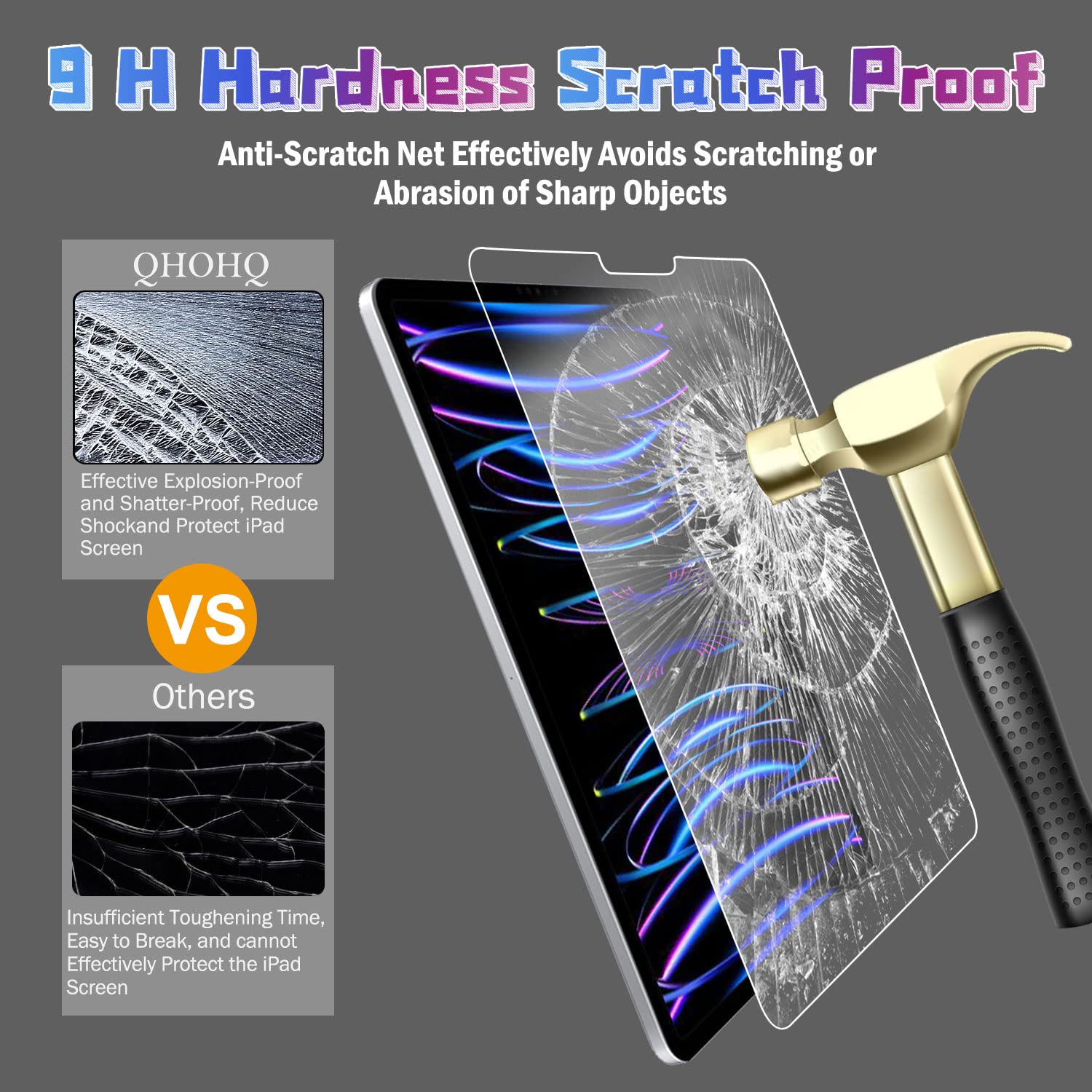 QHOHQ [2+2 Pack Tempered Glass Screen Protector for iPad Pro 11 2022/2021/2020 (4th/3rd/2nd Generation) with Camera Lens Protector, Ultra HD, Anti-Scratch, Designed for Face ID&Apple Pencil
