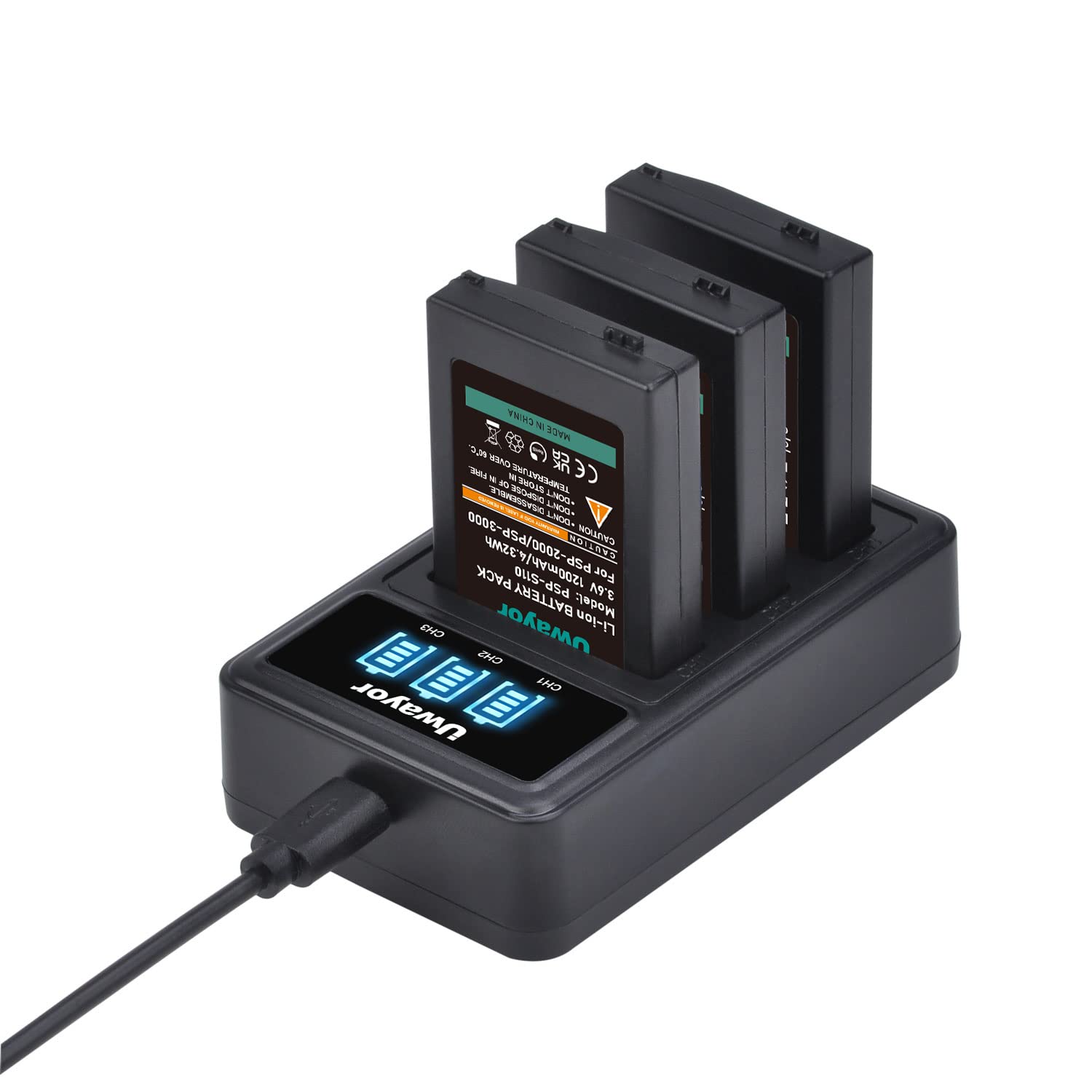 Uwayor USB Battery Charger Station for Sony PSP-S110 Battery PSP 2000 3000 Battery with LED Display