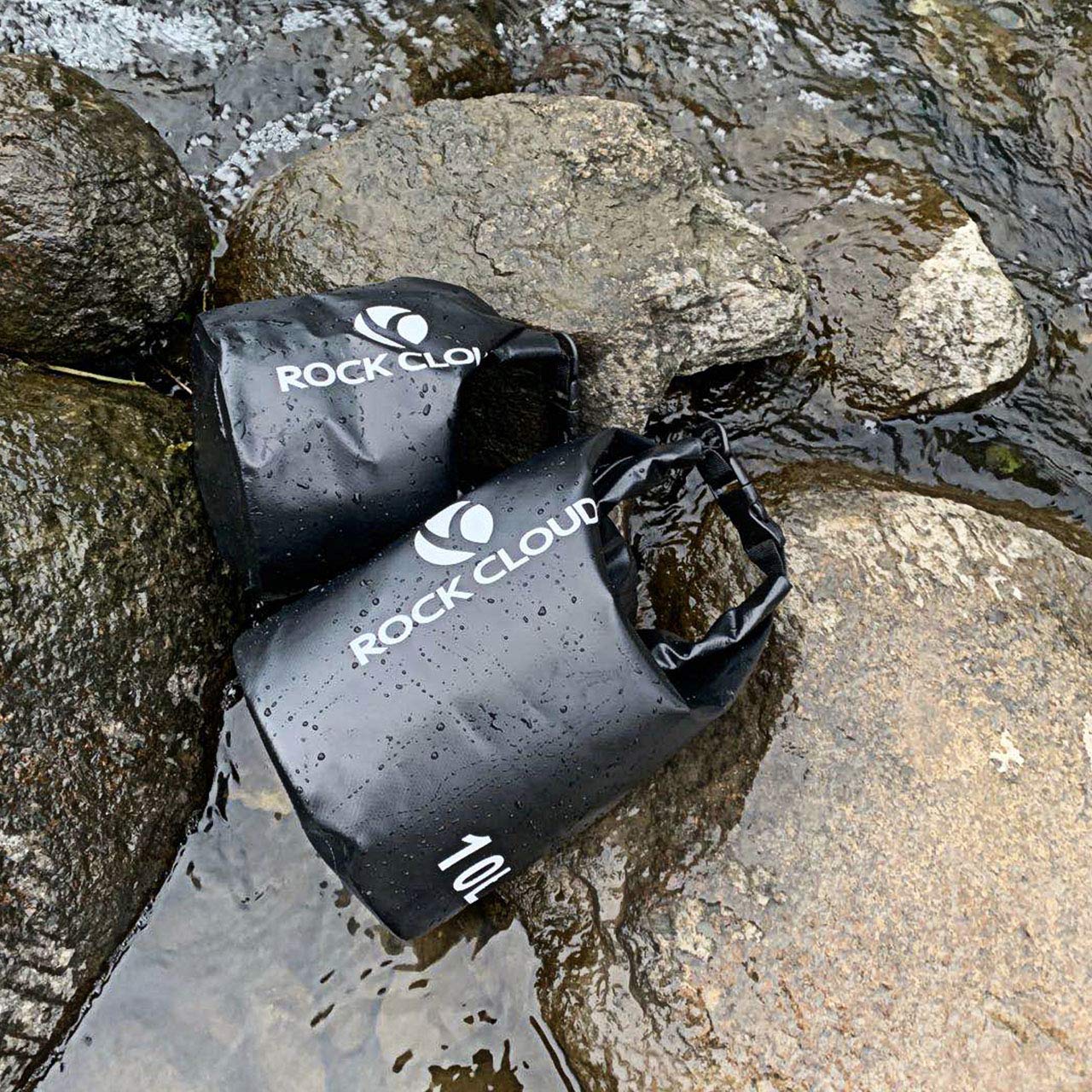 ROCK CLOUD Dry Bag Waterproof 10L Dry Sack for Kayaking Rafting Boating Beach Surfing Swimming Canoe Camping Hiking Fishing Ski, Black