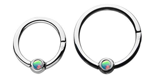 Pierced Owl 16GA Implant Grade Titanium White Synthetic Opal Hinged Segment Ring (3/8" (10mm))