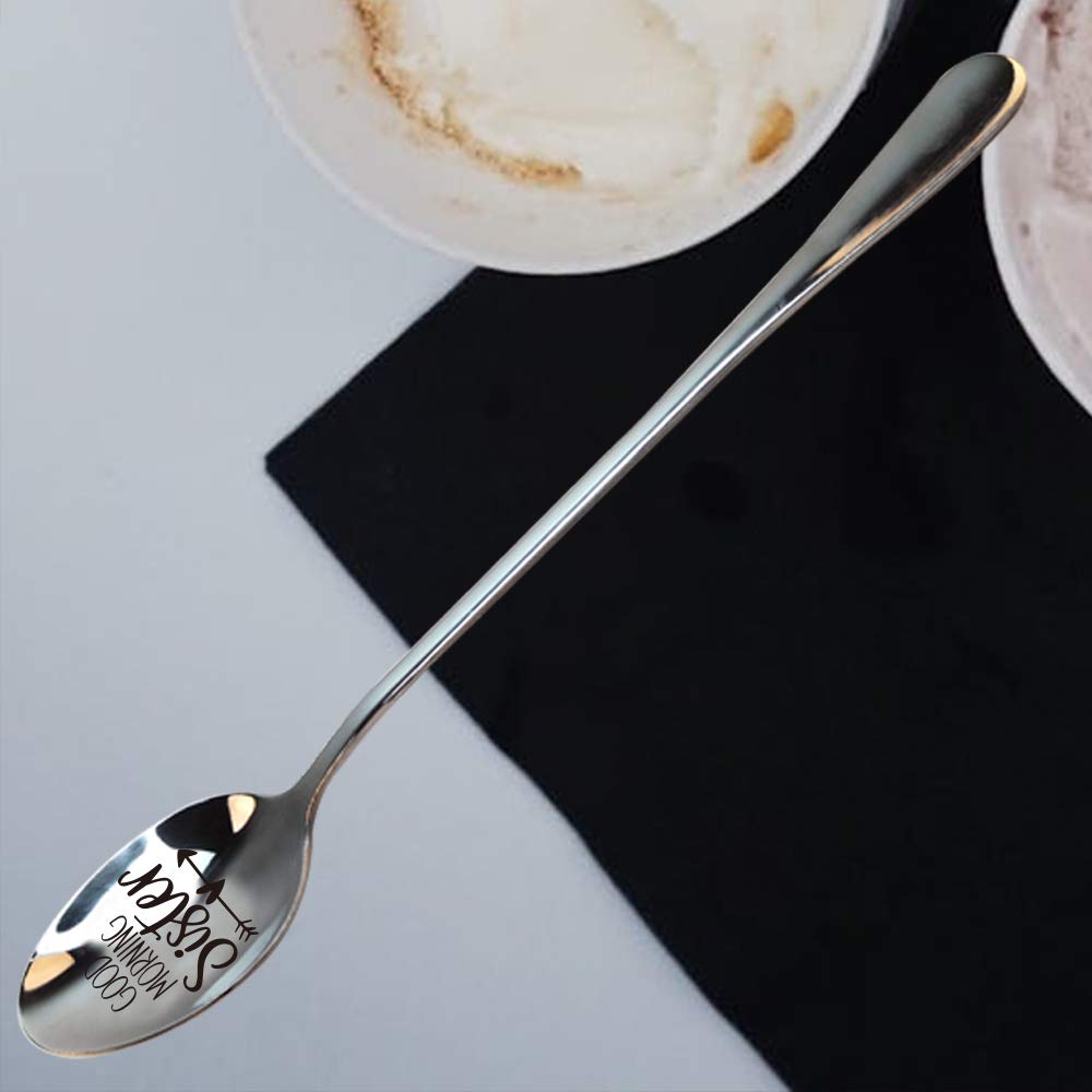 THREE HUMAN Good Morning Sister Spoon, Gifts for Friend-sister birthday, Sister in Law