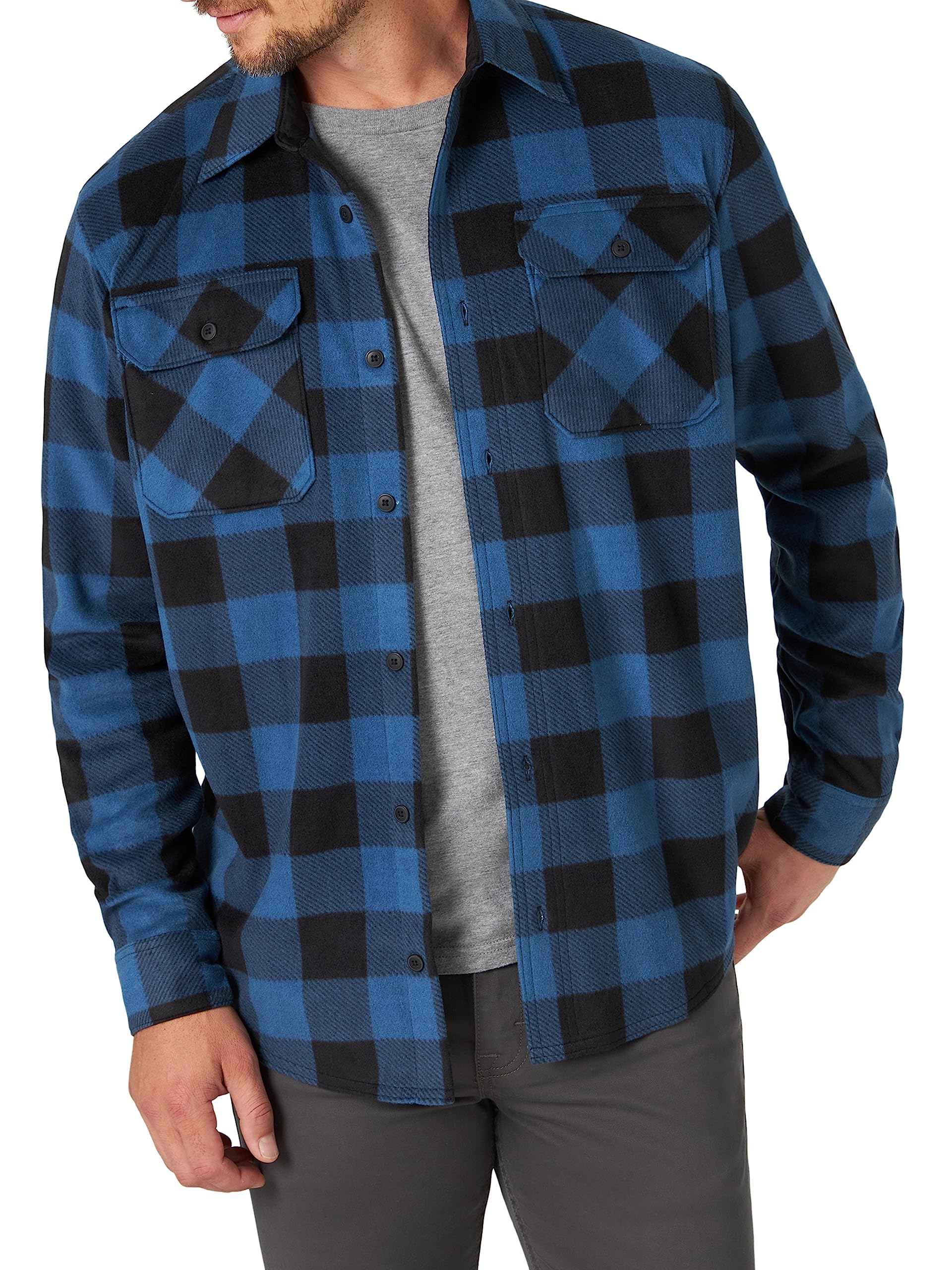 Wrangler Authentics Men's Long Sleeve Heavyweight Fleece Shirt Pelican XX-Large