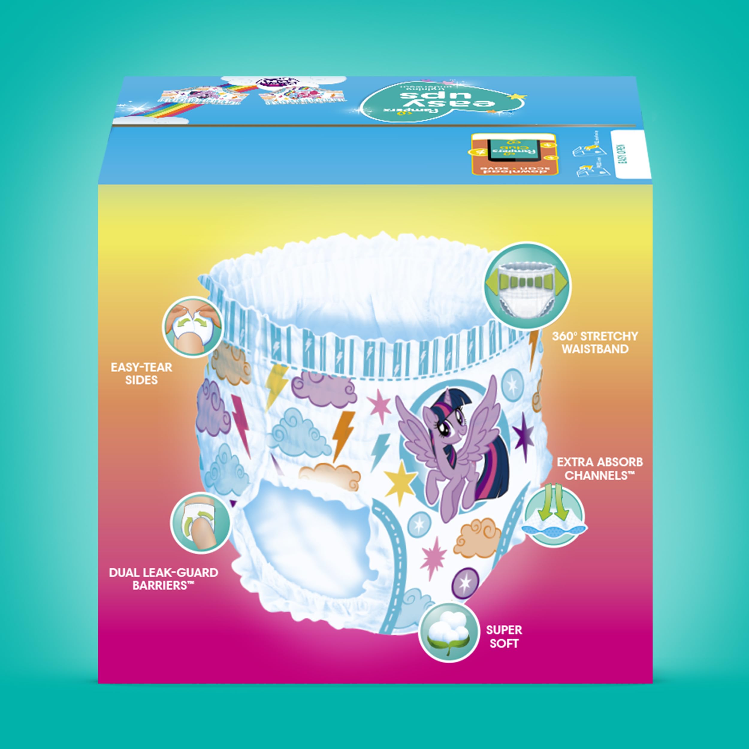 Pampers Easy Ups Girls & Boys Potty Training Pants - Size 2T-3T, 25 Count, My Little Pony Training Underwear (Packaging May Vary)