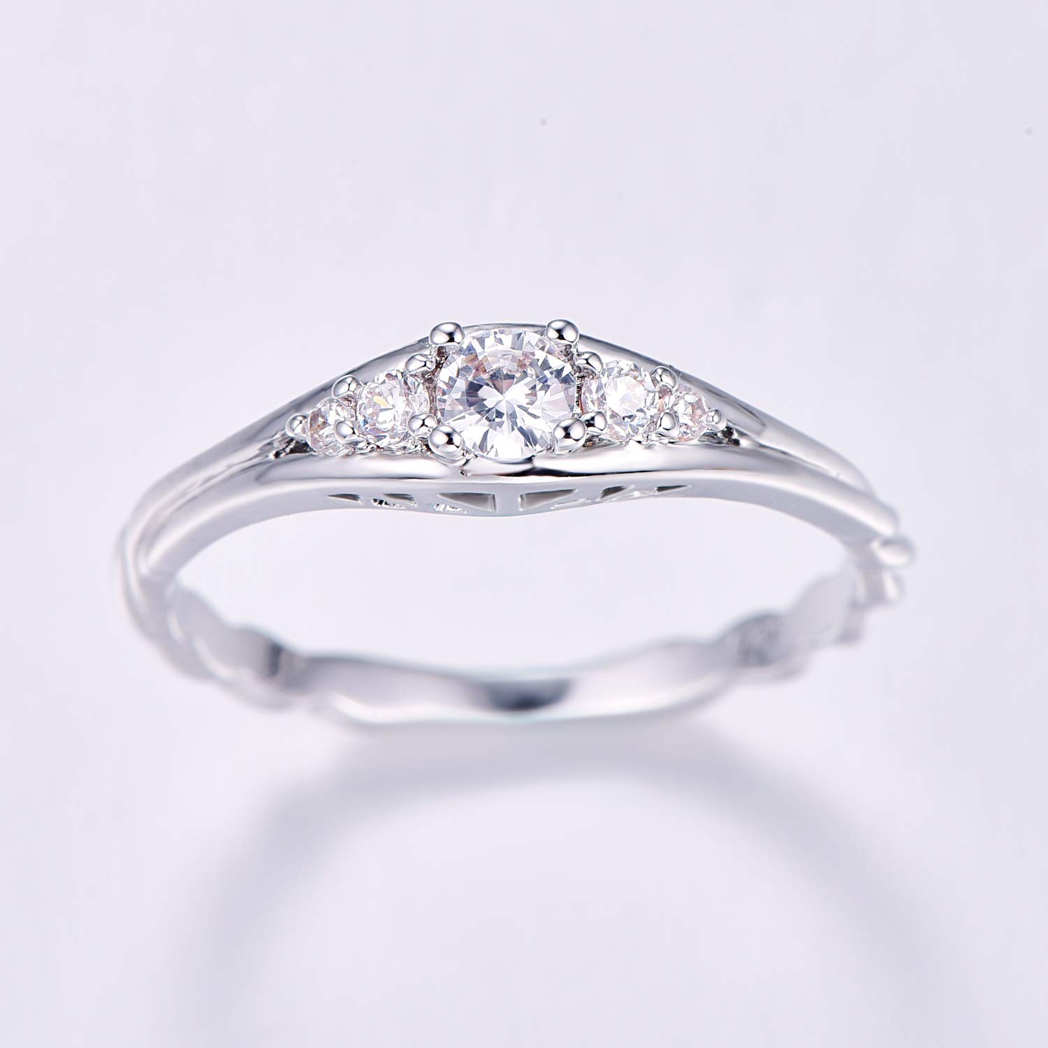 Psiroy 925 Sterling Silver Plated Cubic Zirconia Stackable Wedding Band Ring for Women Size 6