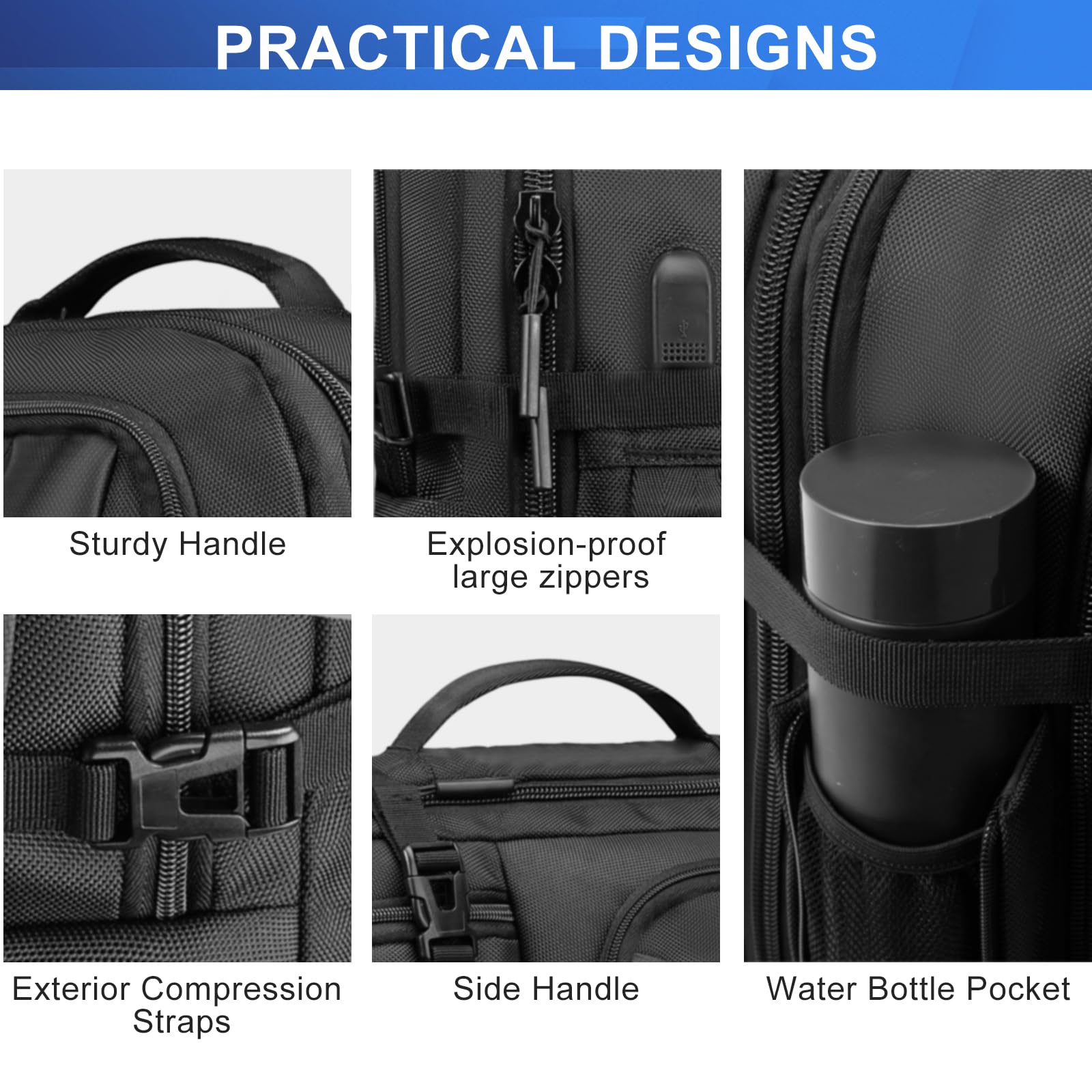 NEHOR Travel Backpack for Men Women,40L Carry on Backpack Flight Approved,17 In Laptop Backpack with USB Charging Port,Grey