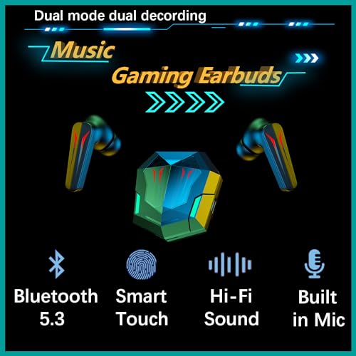 TWS Wireless Earbuds in-Ear Headphones Music Earphones Stereo Sound Bluetooth 5.3 Headset with Mic Game & Music Mode Waterproof IPX7 Fast Charging