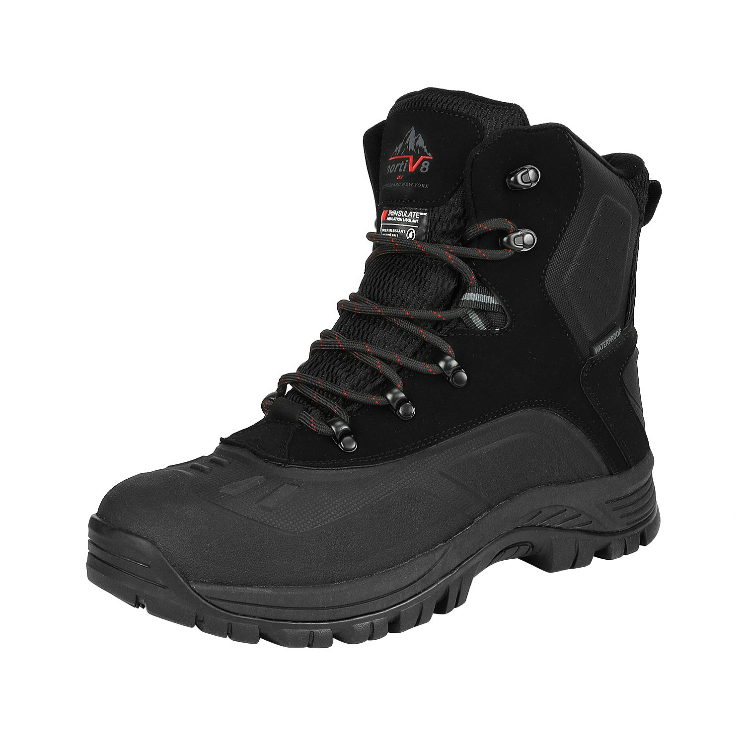 NORTIV 8 Men's 180411 Black Insulated Waterproof Construction Hiking Winter Snow Boots Size 10 M US