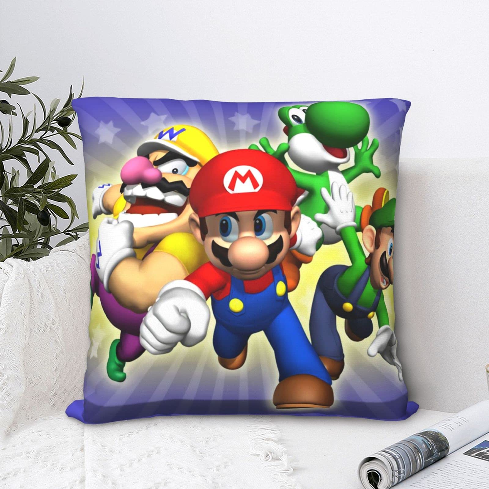 PEVNMXA Cute Characters Throw Pillow Covers 18x 18 Inch Soft Square Cushion for Couch Decorative Pillows Cases for Sofa Bedroom Gameroom