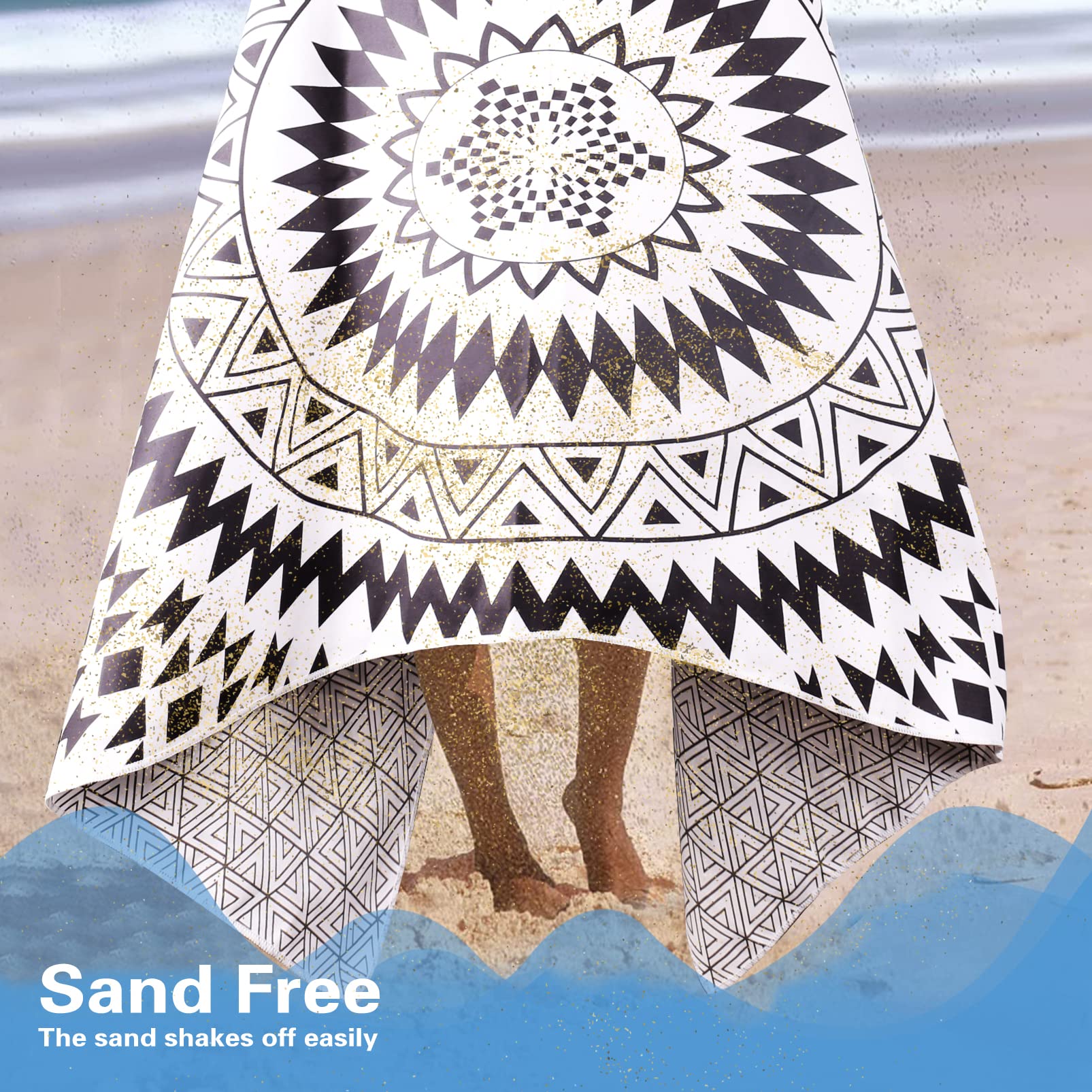 Sand Free Microfiber Beach Towels Adult – Quick Fast Dry Beach Oversized Accessories Travel Swim Pool Camping Essentials Lightweight Compact Packable Sandless Resistant Must Haves Items Gifts Family