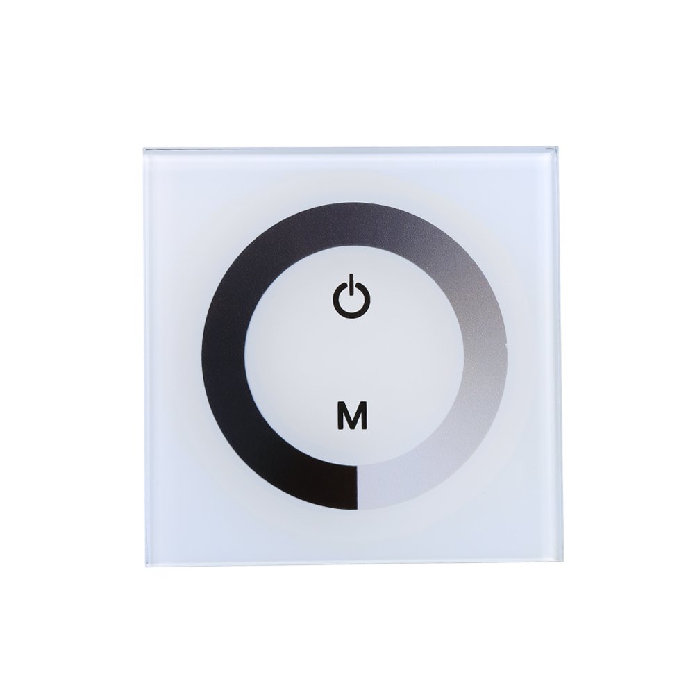 Psytfei Single Color Touch Panel LED Dimmer Wall Switch Controller DC 12V to 24V LED Light Strip Single Channel Lamps for Home(White)
