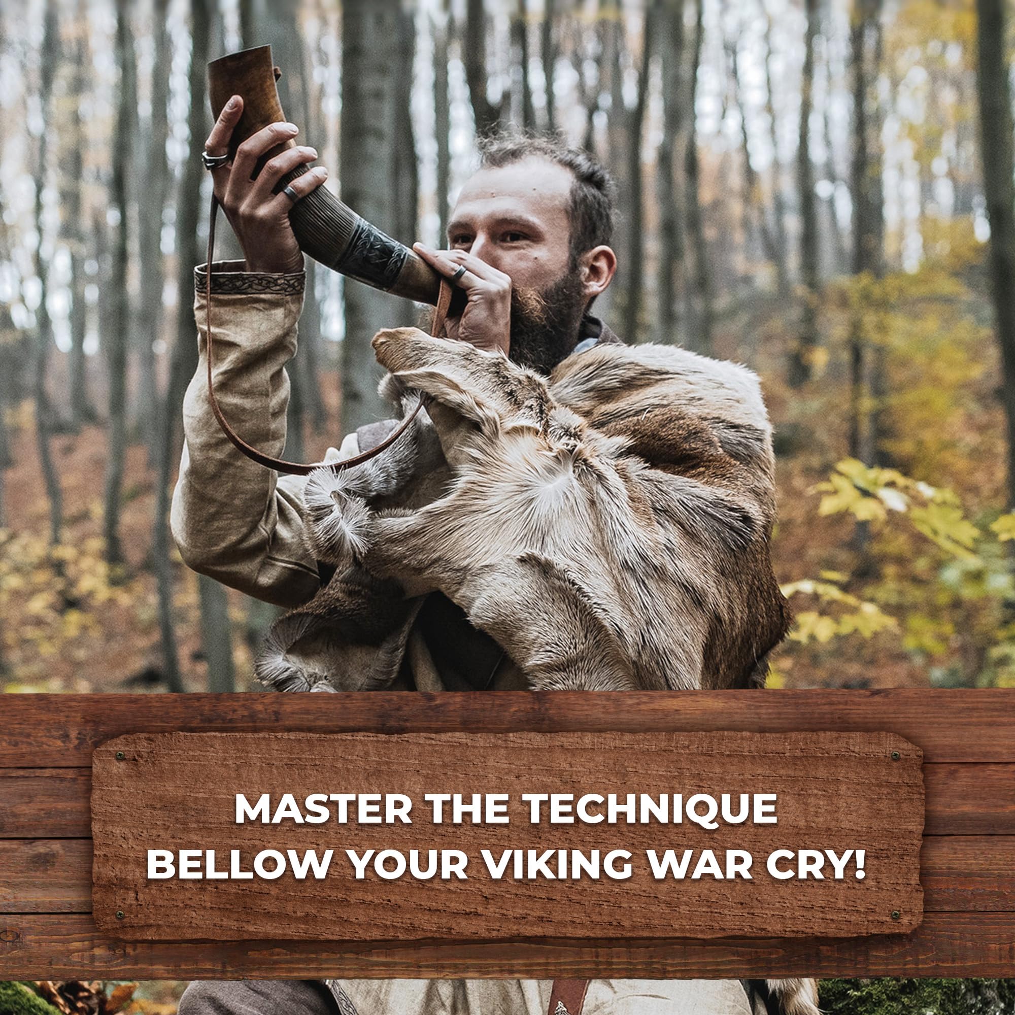Norse Tradesman Viking War Horn β 18" Blow Horn Battle Trumpet Crafted from Authentic Premium Ox Horn β A Stirring Piece of History