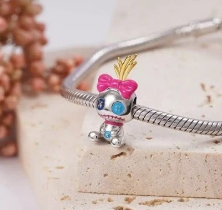 Voodoo doll charm bracelet necklace 925 sterling silver Pink