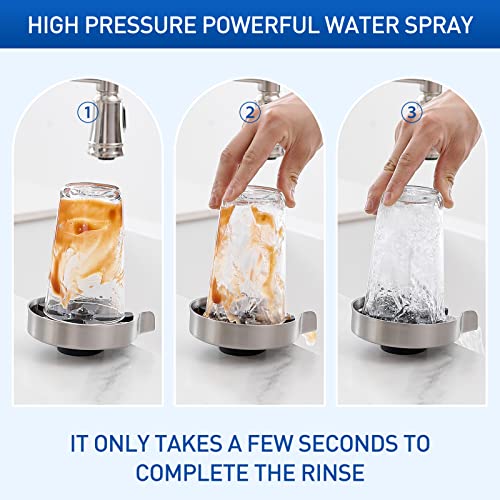 WOJIUBUXIN Glass Rinser for Kitchen Sink Brushed Nickel Cup Cleaner for Bar Sink Baby Bottle Washer Stainless Steel Kitchen Sink Accessories