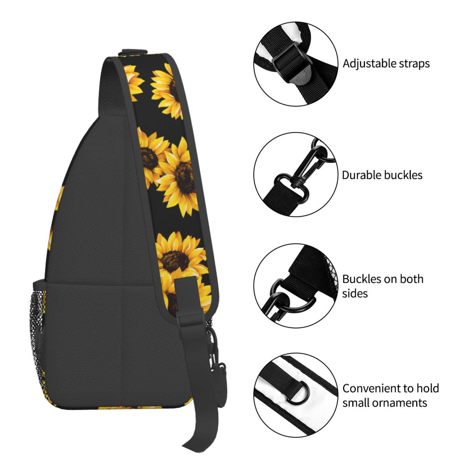 Sunflower Sling Backpack Crossbody Shoulder Bags For Women Men, Sling Bag Travel Hiking Chest Bag Daypack Unisex