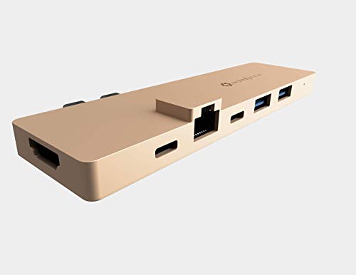 NOV8Tech USB C Hub Adapter for MacBook Air M1 Gold 2022/2021-2018, Mac Air USB Thunderbolt 3 Multiport Adapters with 4K HDMI, Gigabit Ethernet, TB3 100W PD, SD 4.0 UHS-II & MicroSD Reader, 2X USB 3.0
