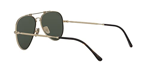 Ray-Ban RB8125M Titanium Aviator Sunglasses, Gold Demigloss/Polarized G-15 Green, 58 mm