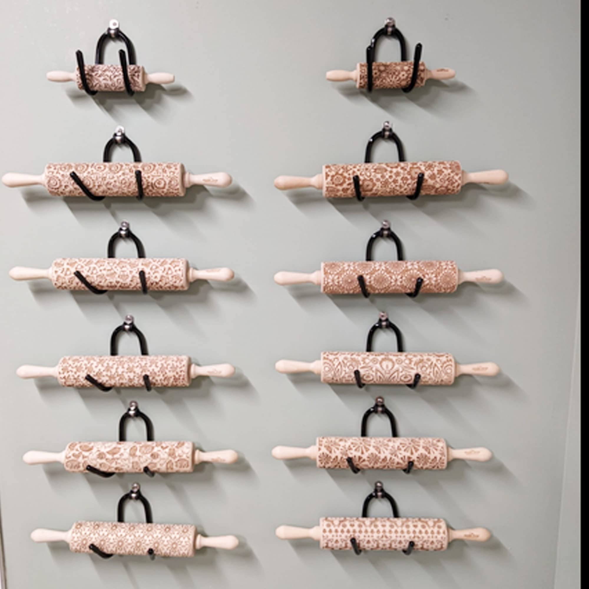 YYST Rolling Pin Holder Rolling Pin Display Rack Rolling Pin Storage - Hardware Included -W Style (2)