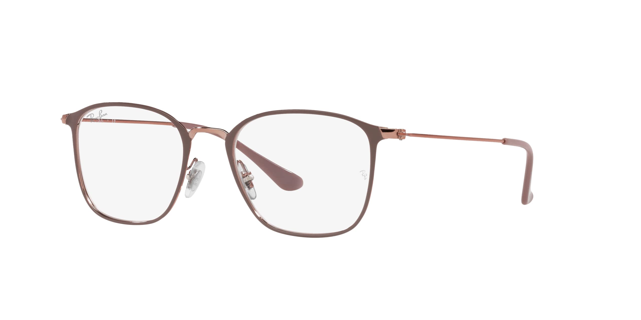 Ray-Ban RX6466 Square Prescription Eyeglass Frames, Beige On Copper/Demo Lens, 49 mm