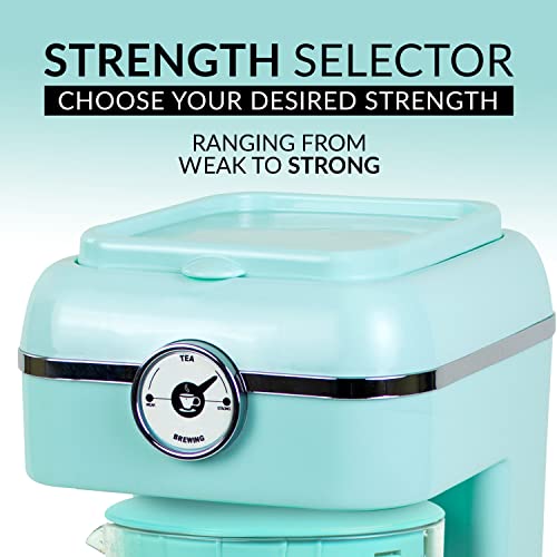 Nostalgia CLIT3PLSAQ Classic Retro 3-Quart Iced Tea & Coffee Brewing System With Double-Insulated Pitcher, Auto Shut-Off, Perfect For Cold Lattes, Lemonade Flavored Water,Includes Reusable Filter,Aqua