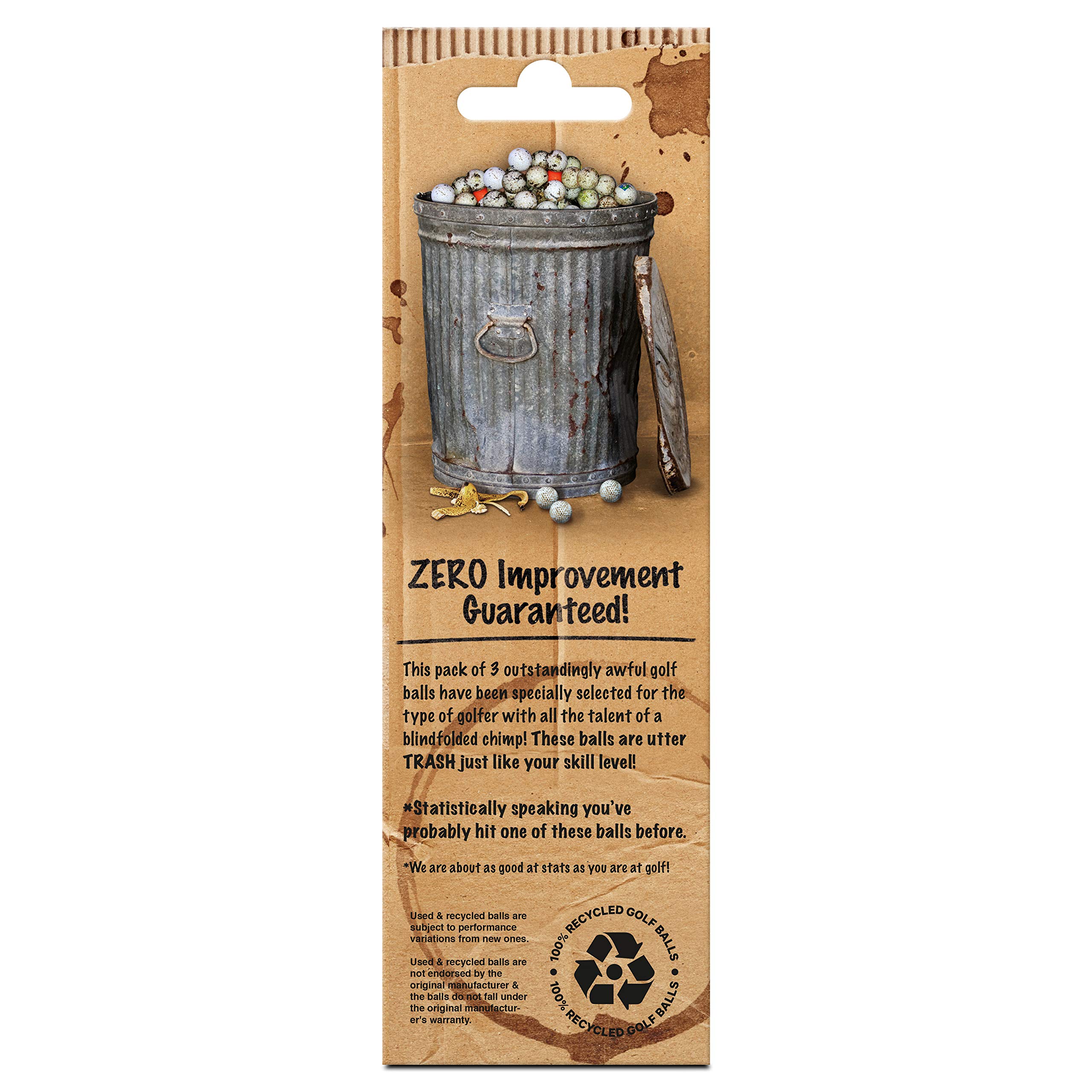 On Par 3 Pack Garbage Golf Balls, for The Worlds Worst Golfer, Idea
