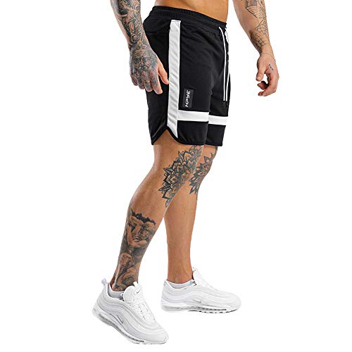 PIDOGYM Men's Shorts Workout Running Quick Dry Lightweight with Zipper Pockets Black