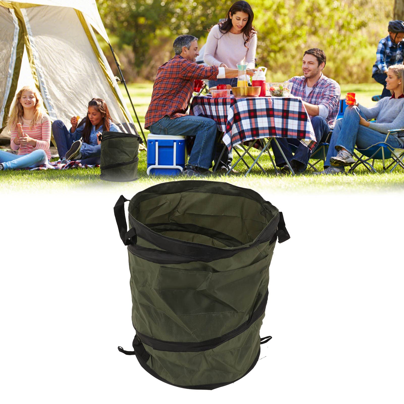NOVAZEN Collapsible Camping Trash Can, Strong Bearing Capacity Oxford Cloth Garbage Can with Bottom Handle - Ideal for Picnic and Car Use