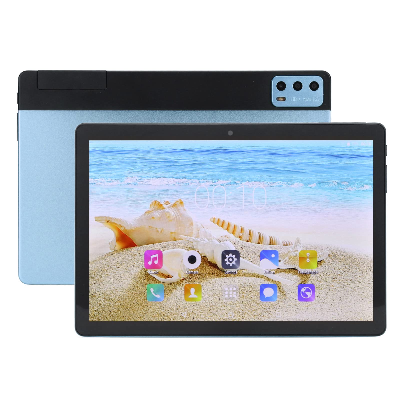 Pssopp HD Tablet, 3 Card Slots 6000mAh Battery Office Tablet 4GB RAM 128GB ROM 10 Inch IPS Display (Blue)
