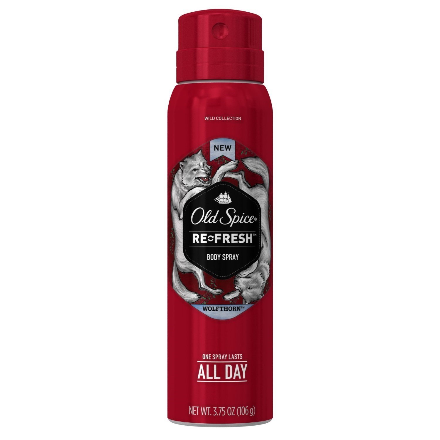 Old Spice Wild Collection Re-Fresh Deodorant Body Spray, Wolfthorn 3.75 oz (Pack of 3)