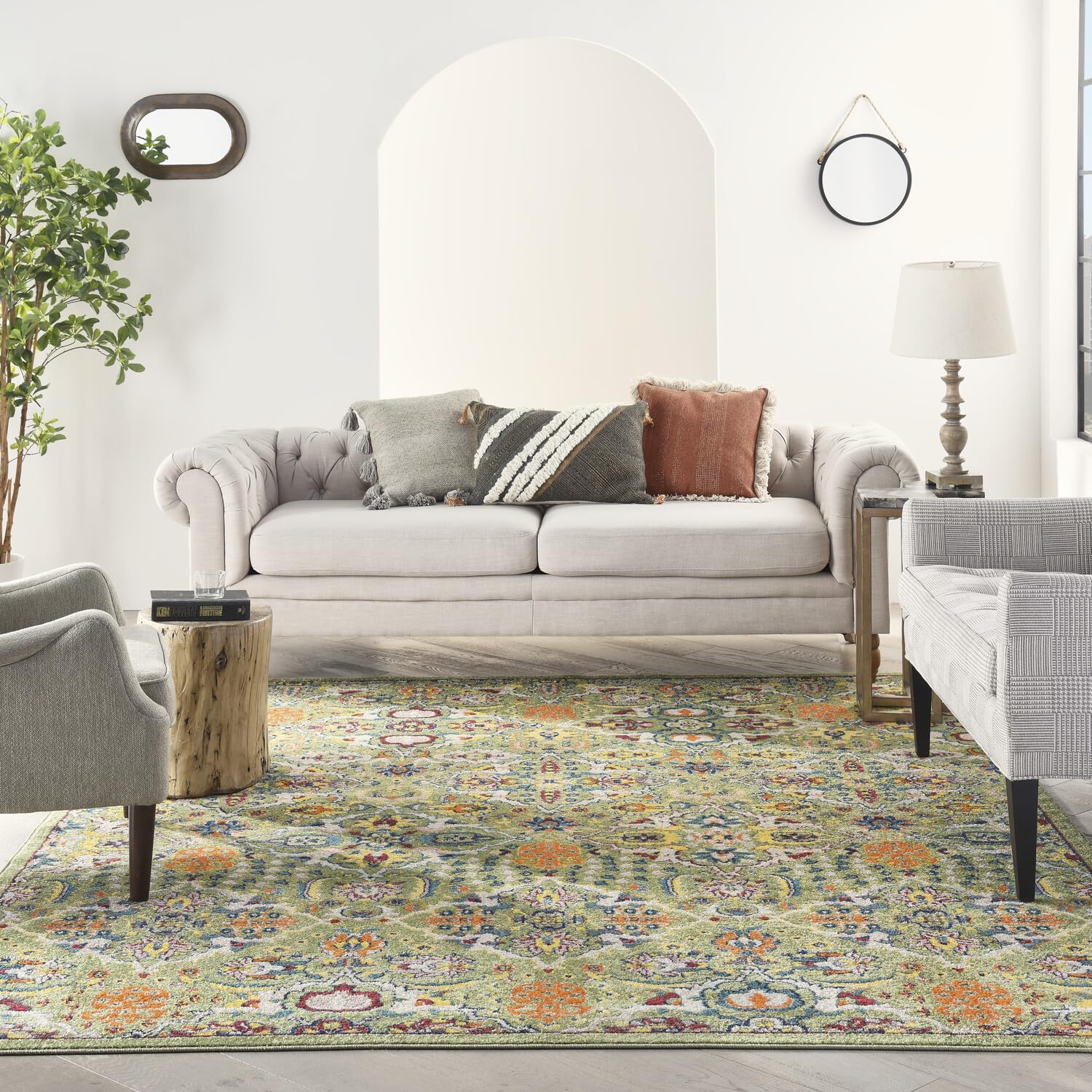 Nourison Allur Traditional Sage Ivory 7'10" x 9'10" Area Rug, Easy Cleaning, Non Shedding, Bed Room, Living Room, Dining Room, Kitchen (8x10)