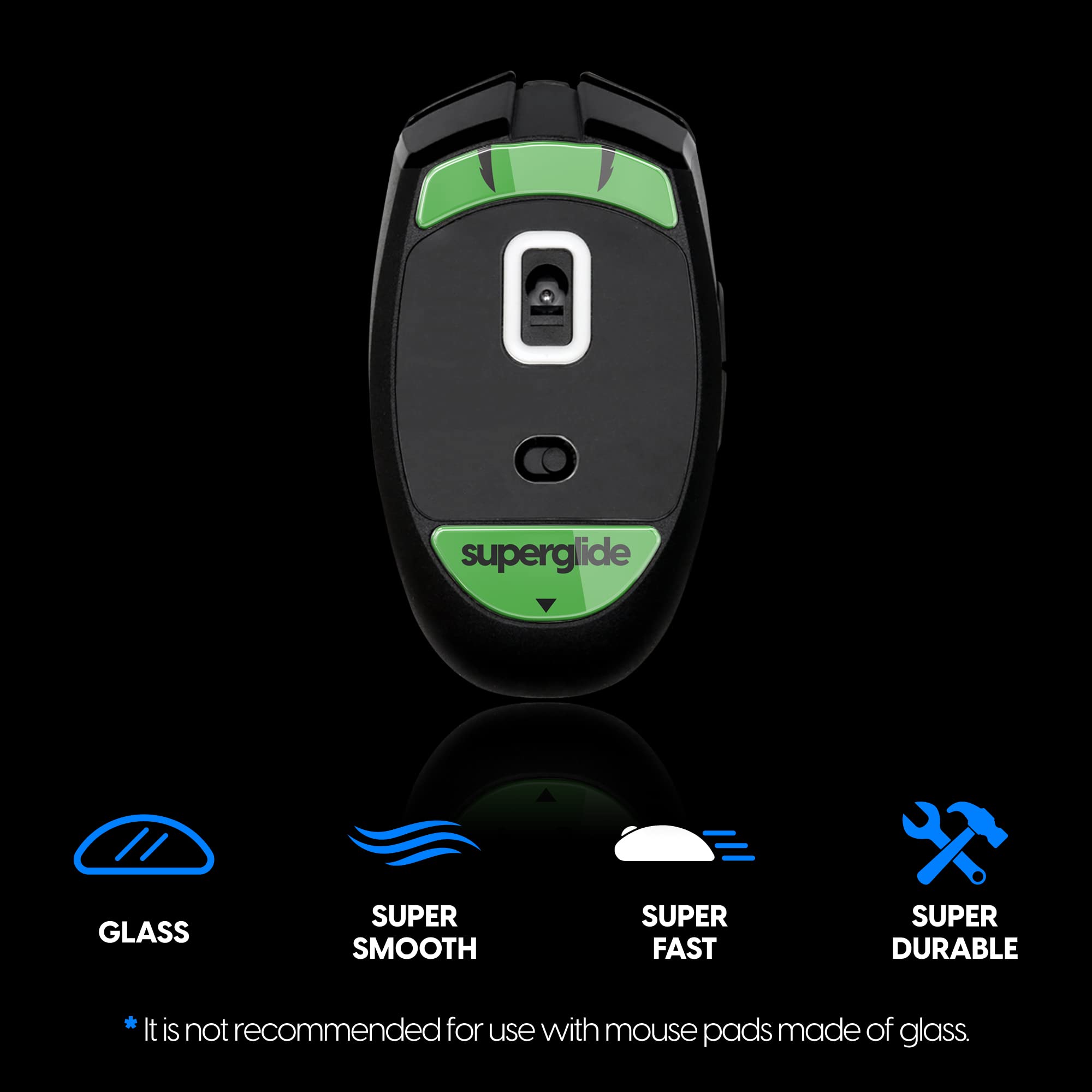 Superglide - Fastest and Smoothest Mouse Feet/Skates Made with Ultra Strong Flawless Glass Super Fast Smooth and Durable Sole for Razer Orochi V2 [Green]