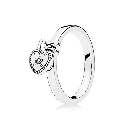 PANDORA Heart Padlock Ring, Sterling Silver 196571-56 EU 7.5 US