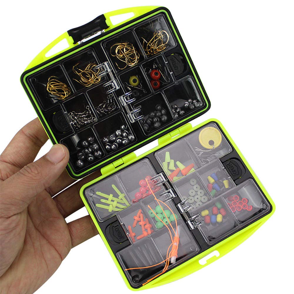 Zerlibeaful Sinker Box Fishing Kit Accessories Hooks Spoon Set Tools Tackle Multifunctional Fishing Gifts for Men Under 20 (Green, One Size)
