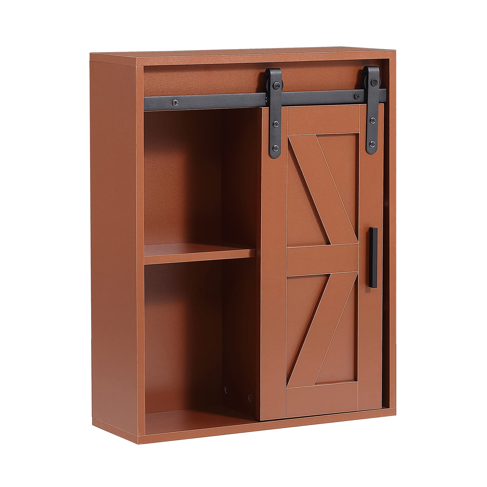 NCKMYB Farmhouse Wall Mounted Storage Cabinet, Medicine Cabinet Toilet Bathroom Storage Cabinet with Sliding Door, 5-Layer Hanging Bathroom Cabinet Organizer (Brown)