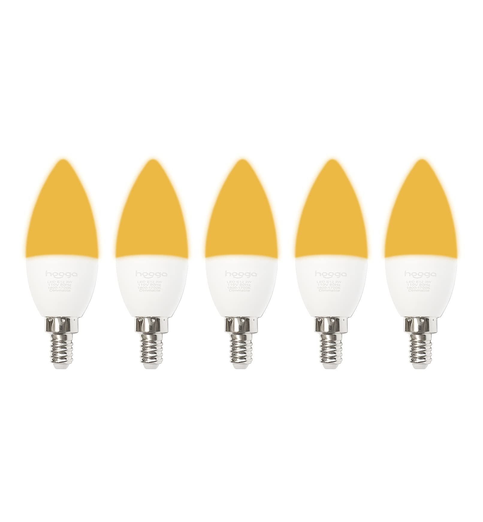 Sleep Light Bulb, Candleabra Size E12, 5 Pack, Blue Light Blocking Amber 1600K Warm Color, Emits Only 0.06% Blue Light for Healthy Sleep. For Sleep, Baby Nursery. 3W LED, Equal to 30W Incandescent.