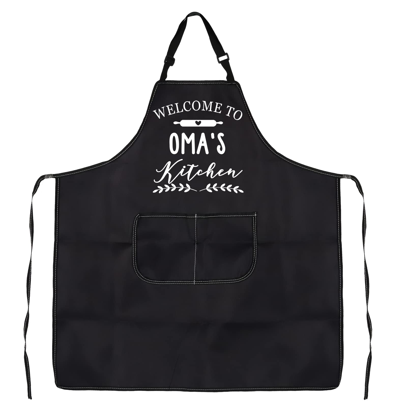 Welcome to Omaās Kitchen Oma Grandma Gift Grandma Apron With Pocket Grandma Baking Cooking Apron (OMA'S kitchen)