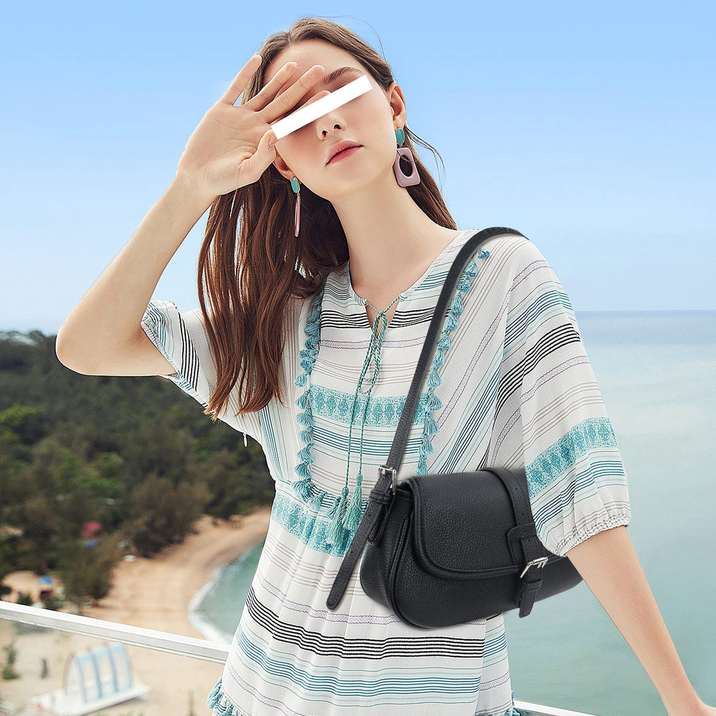 Whale Power Small Shoulder Bag for Women Fashion Faux Leather Purses Handbag Soft Lightweight Bags with Adjustable Strap