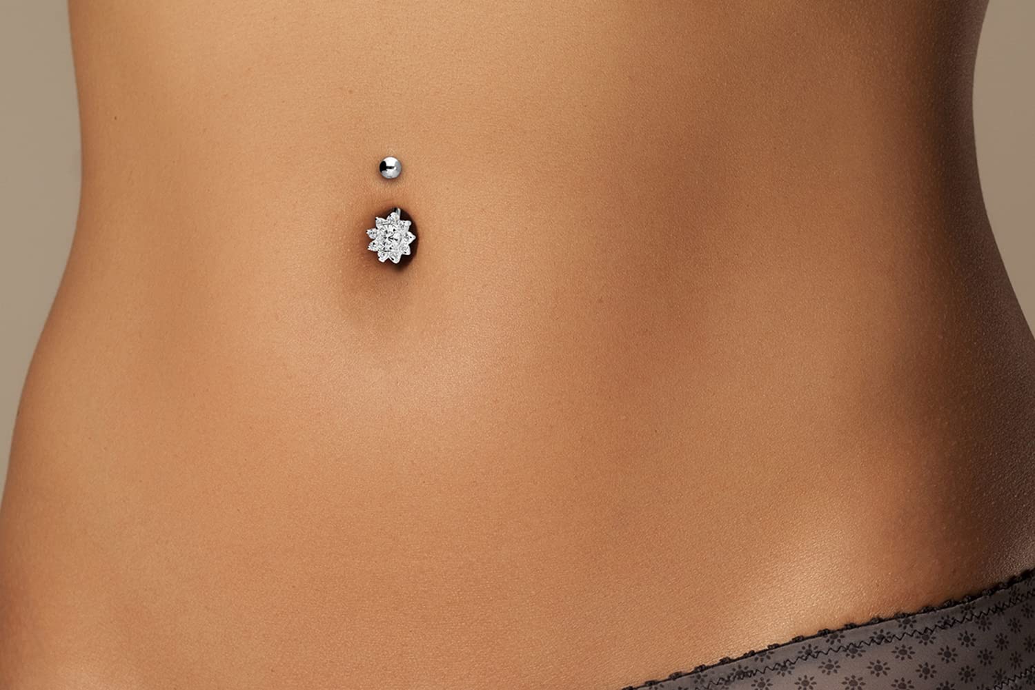 PIERCINGLINE 316L Surgical steel belly button ring with brass design FLOWER 14G Navel Ring Belly Piercing