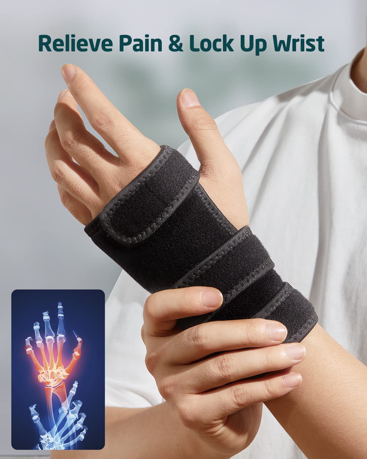 Tintol Wrist Brace for Carpal Tunnel Relief Night Moderate Support Splint for Typing Sleeping with a Metal Bar, Hand Brace Fit Right Left Hand for Tendonitis, Sprain, Arthritis, RSI (Right hand)