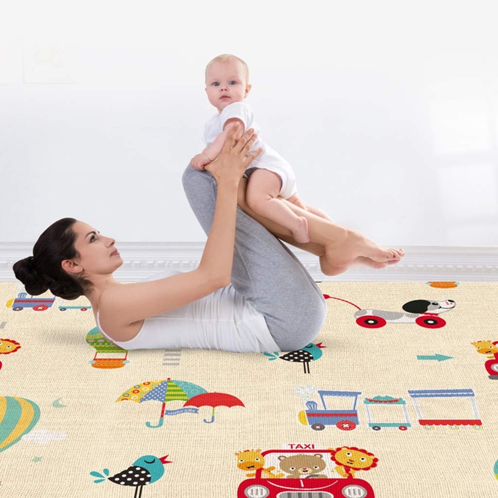 OKBOP Double-Sided Baby Play Mat, Portable Foldable Play Mat for Infants Toddlers, Kids Cushioned Waterproof Soft Playmat/Rug, 6.56x5.90x0.033ft