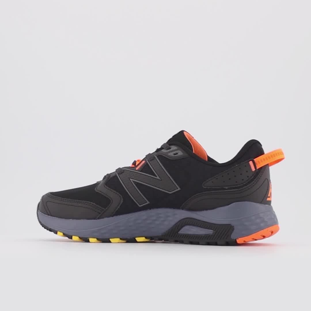 New Balance Men's 410 V7 Running Shoe, Black/Grey/Orange, 15 X-Wide
